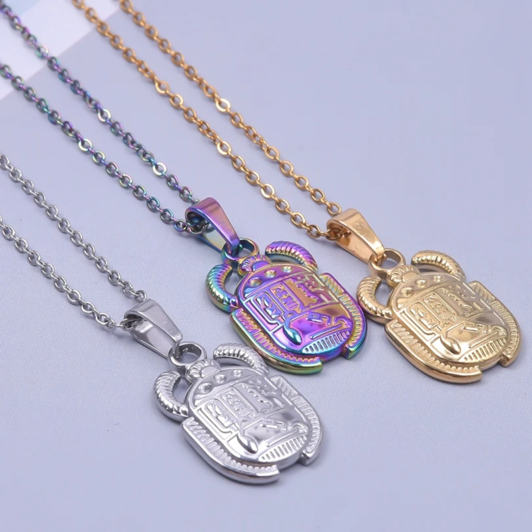 Winged Scarab Necklace (Steel) | Egyptian History