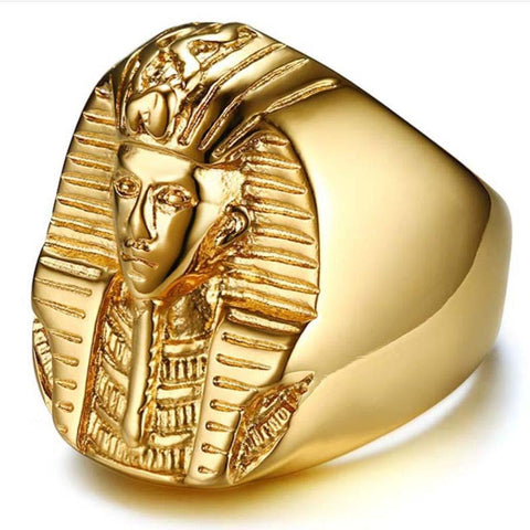 Egyptian Ring "Gold Pharaoh" (Steel) | Egyptian History